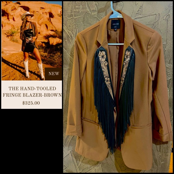 Love Tree | Jackets & Coats | Fringe Tooled Blazer | Poshmark